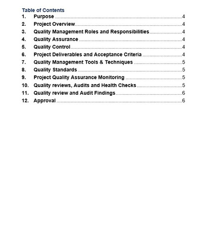Quality Plan (Word) | Project Templates