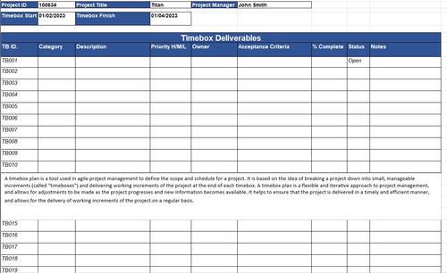 Agile Timebox plan timeline | Project Templates