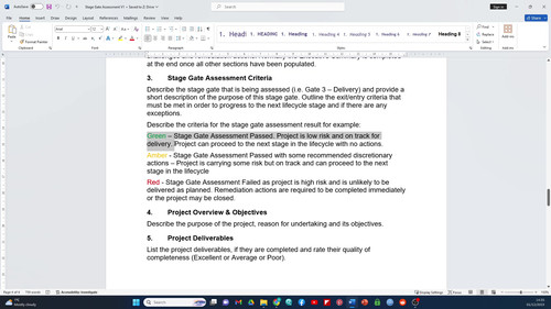 Stage Gate Assessment Review (Word) | Project Templates