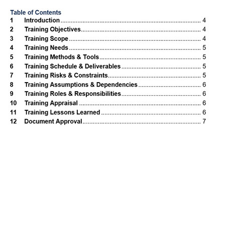 Training Plan (Word) | Project Templates