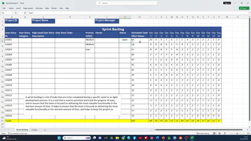 Sprint Backlog (Excel) | Project Templates