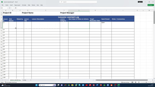 Lessons Learned Log (Excel) | Project Templates