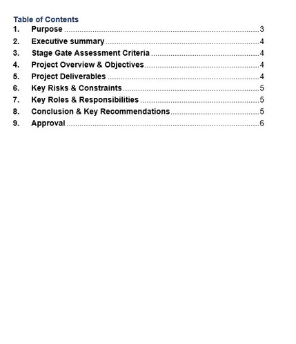 Stage Gate Assessment Review (Word) | Project Templates