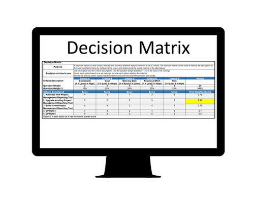 Decision Matrix Tool Excel | Project Templates