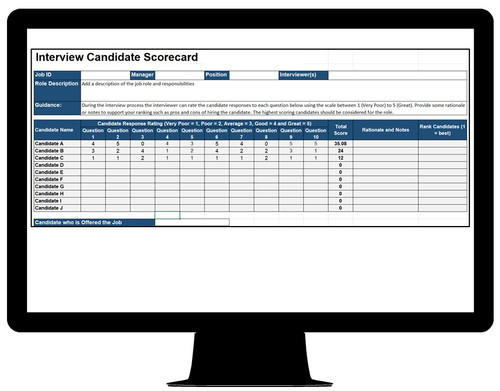 Interview Scorecard Template Excel | Project Templates