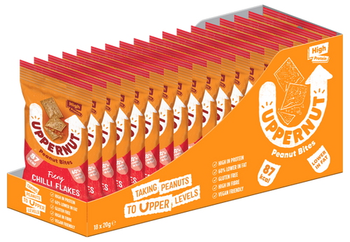 Fiery Chilli Flakes | High Protein Peanut Crackers | 15 x 20g | Uppernut