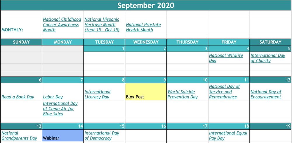 #ConsciousContent Calendar: September 2020