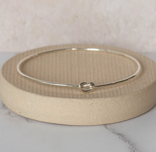Handmade Sterling Silver Love Knot Bangle | Issey Cornwall