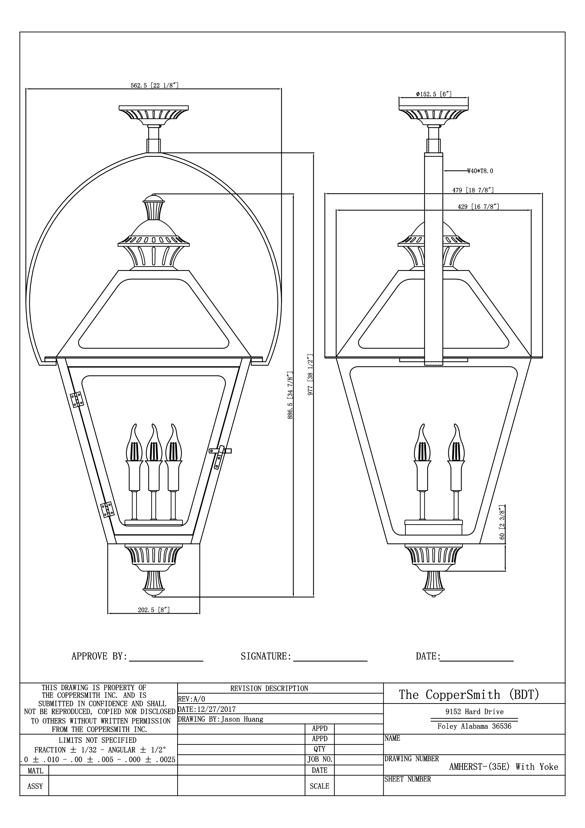 AM Line Drawings | The CopperSmith | Handcrafted Copper Lighting