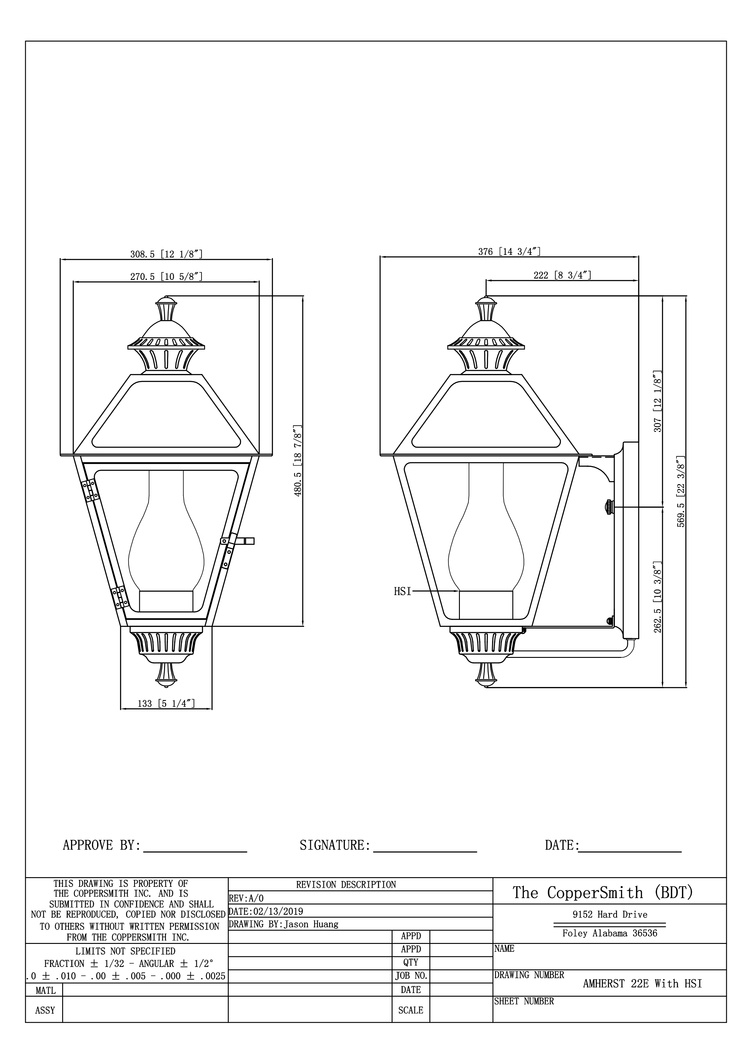 AM Line Drawings | The CopperSmith | Handcrafted Copper Lighting