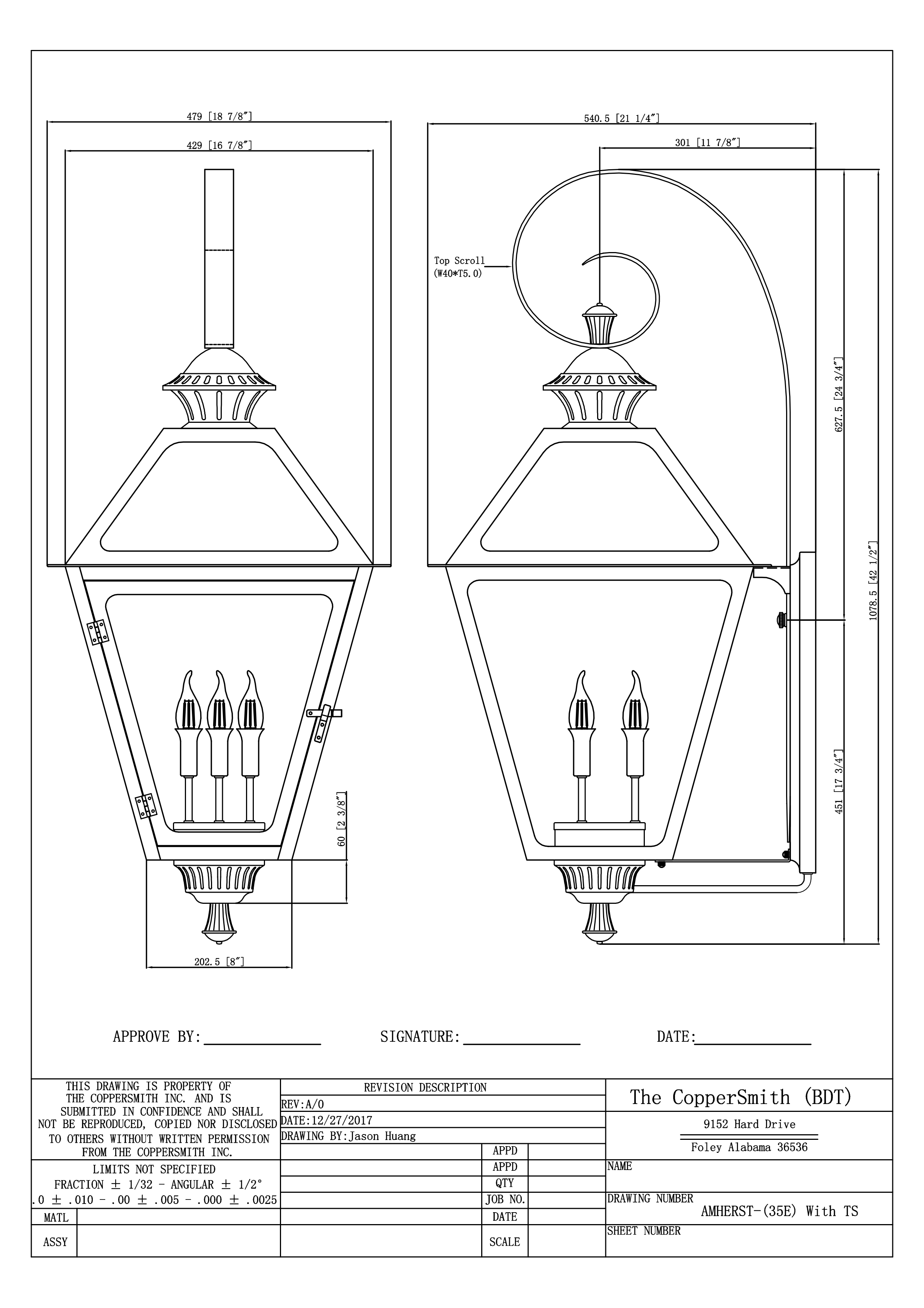 AM Line Drawings | The CopperSmith | Handcrafted Copper Lighting