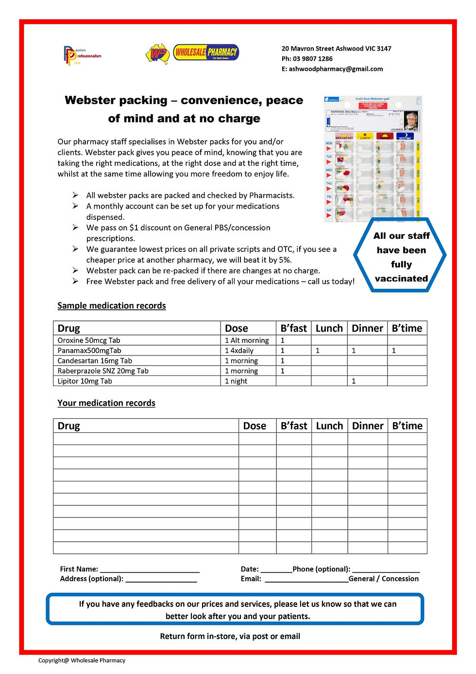 Medication Packing Services | Wholesale Pharmacy Ashwood