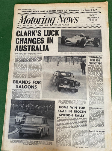 Motoring News Magazine 17 February 1966 Clark Warwick Farm Saab Swedish ...