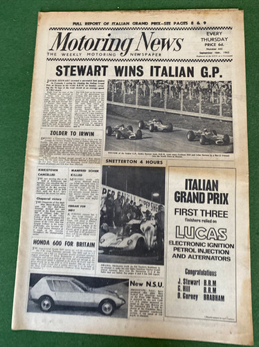 Motoring News Magazine 16 September 1965 Stewart BRM Wins Italian F1 GP ...