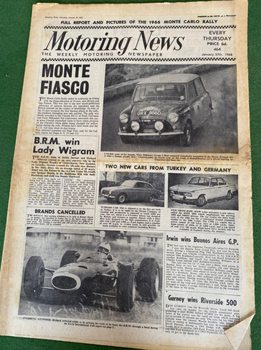 Motoring News Magazine 27 January 1966 Monte Carlo Rally Stewart Lady ...