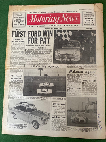 Motoring News Magazine 7 March 1963 Pat Moss Wins Targa Rusticana Rally ...