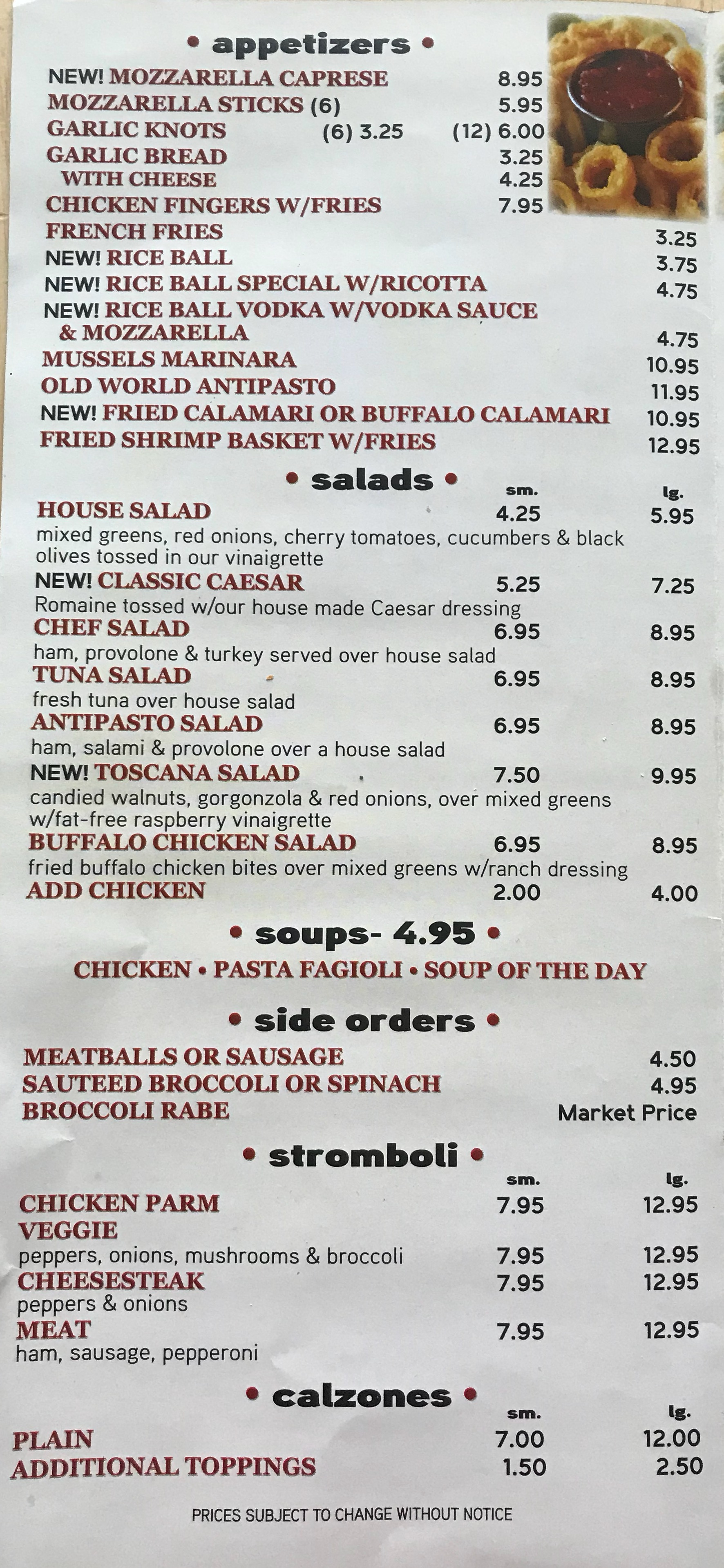 Menu | mariaspizzamilltown