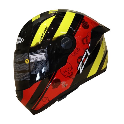 ZEUS GHOST RIDER HELMET - BLACK/RED/YELLOW | Roadmonks