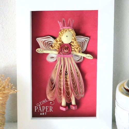 3D "flat" Princess Fairy - Framed or Fridge Magnet | Fine Paper Art