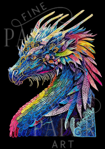 Semi-3D Rainbow Dragon Print | Fine Paper Art