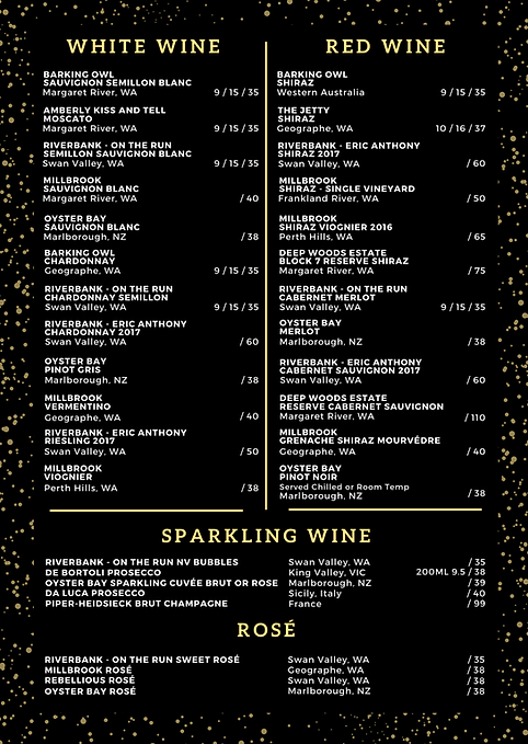 The Stage Door Waterfront Restaurant - Drinks Menu