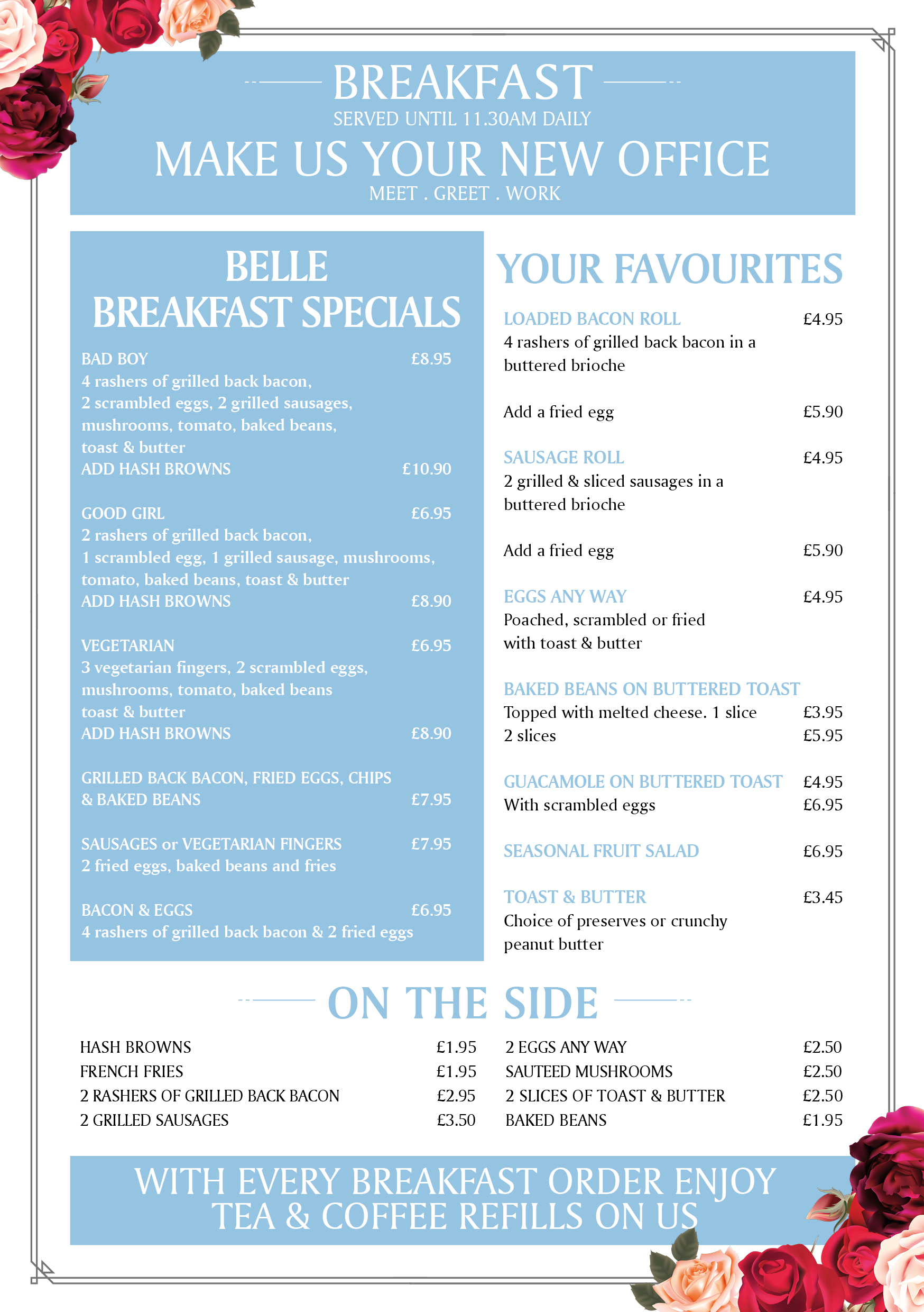 MENUS | Belle Pubs & Restaurants