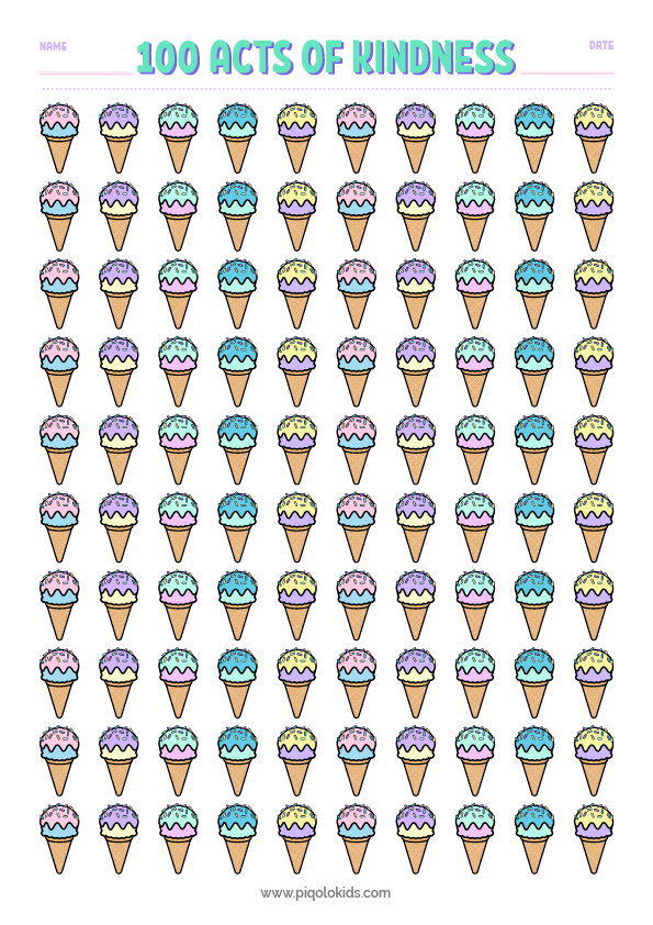 FREE 100 Acts of Kindness Tracker Printable