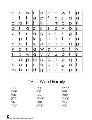 "Ap" Word Family Crossword Puzzle | Teacher Mommy-Mommy