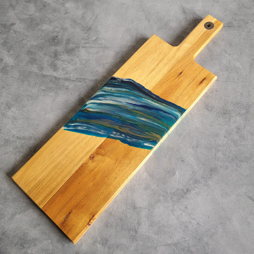 Teal Abstract Waves Cheese Board | Creations By Hellena