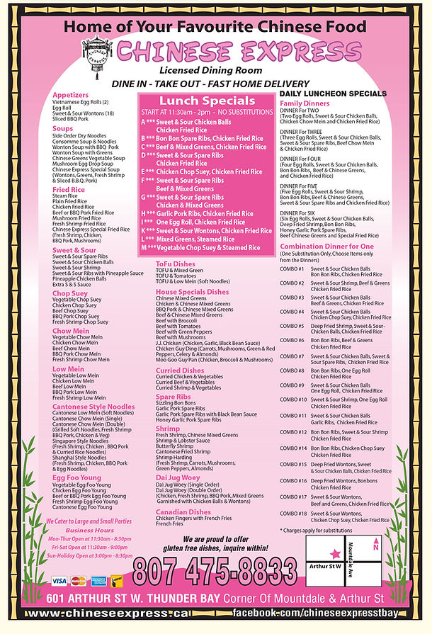 Family Restaurants Thunder Bay | Menu | Chinese Express