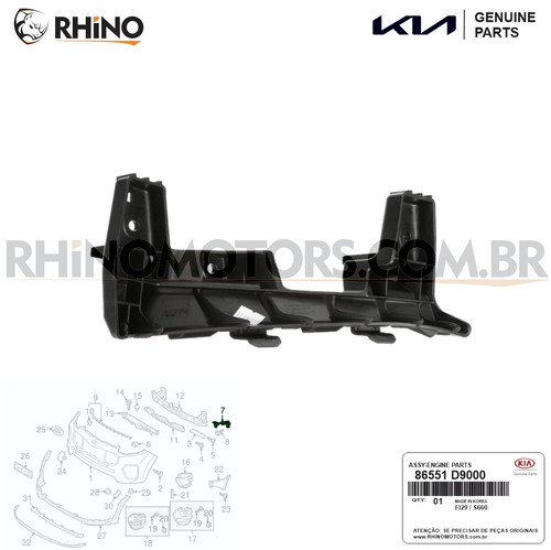 86551D3000 Suporte Parachoque Dianteiro Lado Esquerdo Hyundai Tucson ...