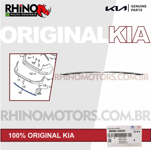 86688D9500 - Moldura Parachoque Inferior Cromado Kia Sportage 2020 ...