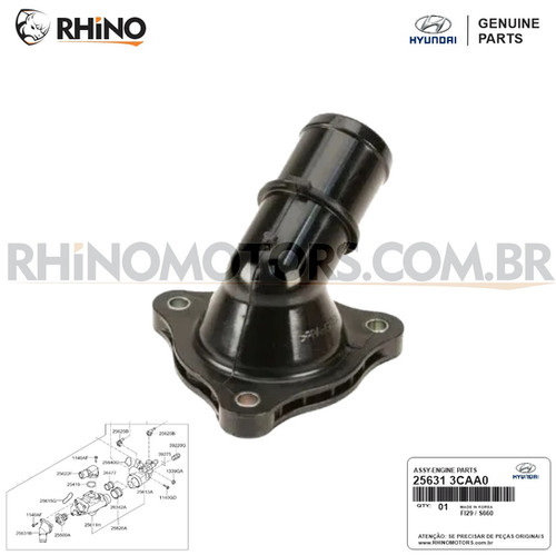 256313CAA0 Carcaça Valvula Termostatica Hyundai Azera, New Santa Fe ...