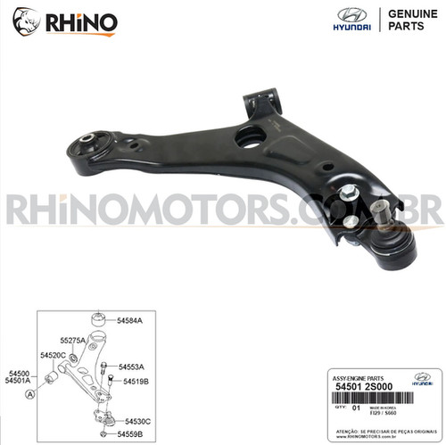 545012S000 Bandeja Inferior Dianteiro Lado Direito Hyundai Ix35 Kia ...