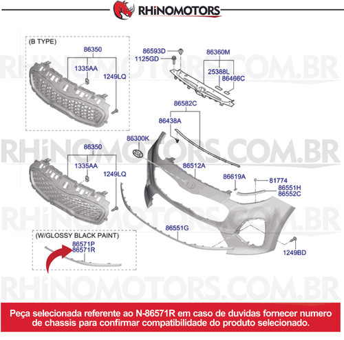 86596D9530 - Moldura Parachoque Lado Direito Kia Sportage 2020/2022 ...