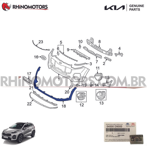 86512D9550 - Spoiler Parachoque Dianteiro Kia Sportage Ex 2019 2020 ...