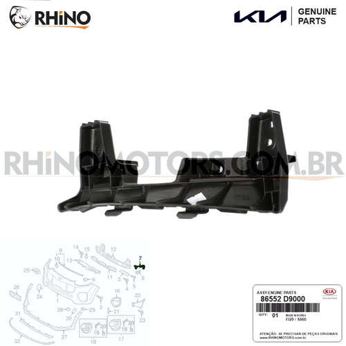 86552D9000 Suporte Parachoque Dianteiro Lado Direito Kia Sportage 2020 ...