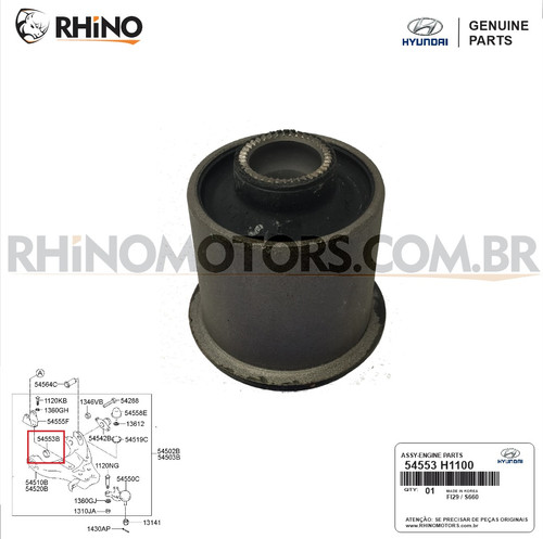 54553H1100 Bucha Bandeja Inferior Hyundai Terracan | Rhino Motors