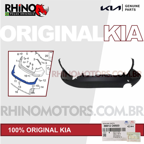 86612D9500 - Parachoque Traseiro Inferior Kia Sportage 2017/2021 ...