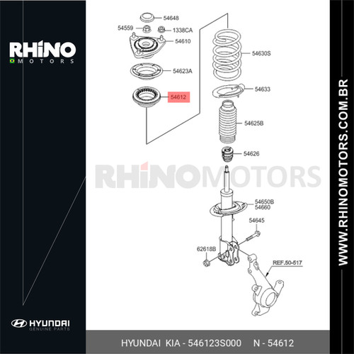 546123S000 PAR ROLAMENTO AMORT. CADENZA, SPORTAGE, CERATO, SOUL, IX35 ...