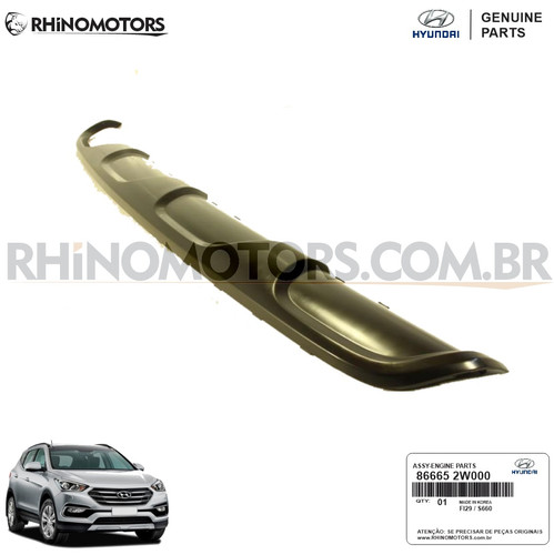 866652W000 - Moldura Inferior Parachoque Traseiro Hyundai Santa Fe 2012 ...
