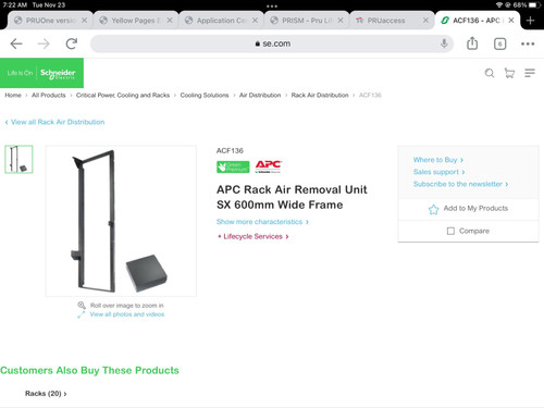 APC Rack Air Removal Unit SX 600mm Wide Frame | GLOBAL TRENDS & INFR