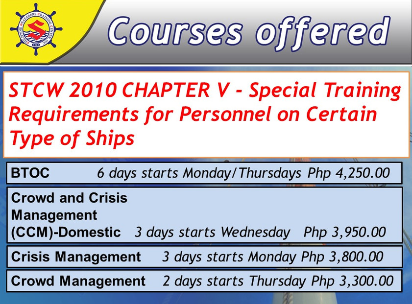 Training Programs | Philippine Seafarers Training Center, Inc.