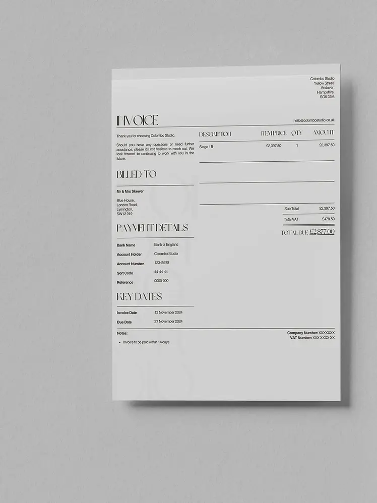 interior design invoice template
