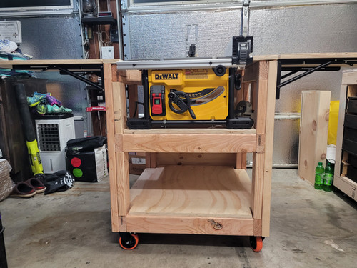 Custom Garage Basement Expandable Table Saw Table with Caster Wheel ...