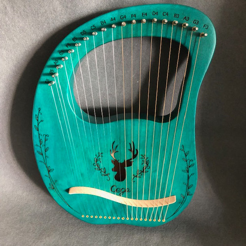 19 String Lyre Turquoise Blue Green Mahogany | Aura Sounds