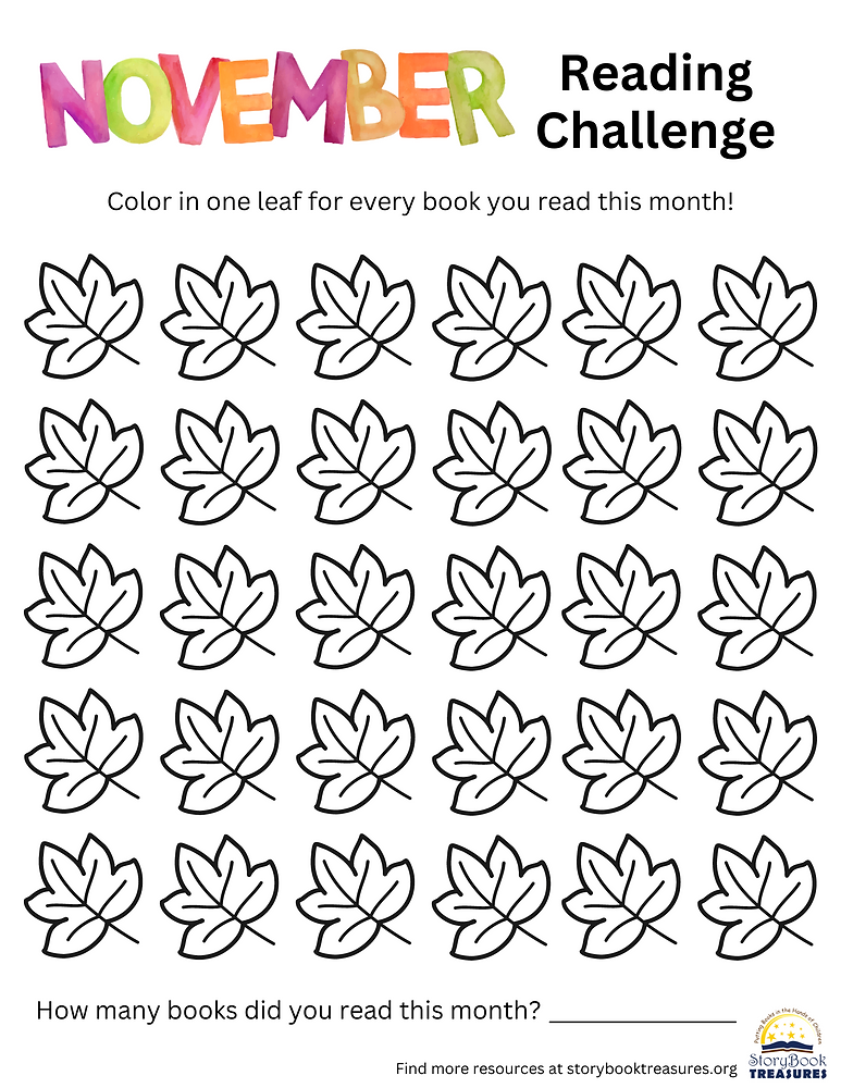 November Reading Challenge Printable Worksheet