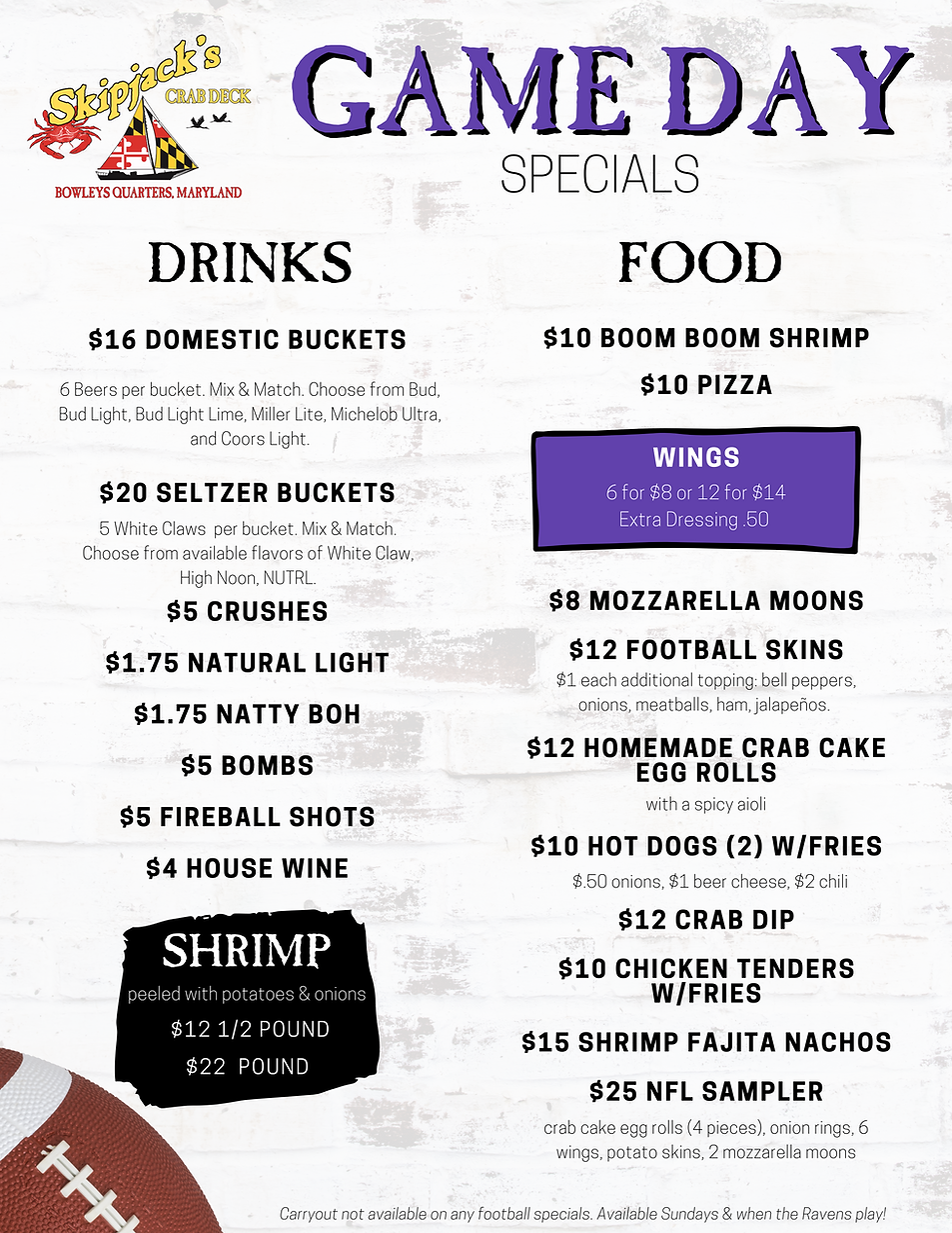 All Menus | Skipjack's Crab Deck