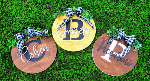 Layered Monogram Round Sign | Lakeshore Designs RI
