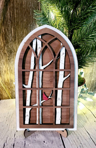 Cardinal Arched Window Display Memorial Piece | Lakeshore Designs RI